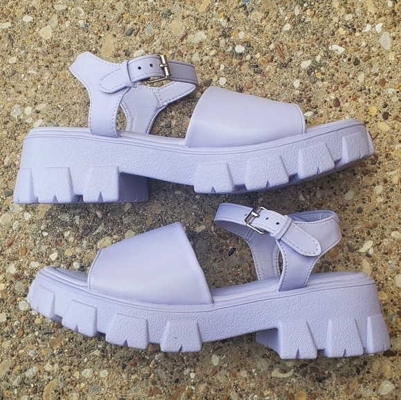 Shoes | Purple Pastel Flange Platform Sandals Womens 8 | Poshmark